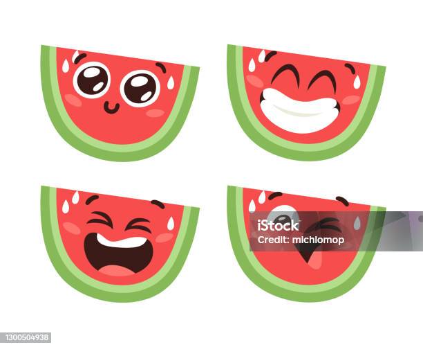 Hand Gezeichnet Cartoon Illustration Wassermelone Emoji Lebensmittel