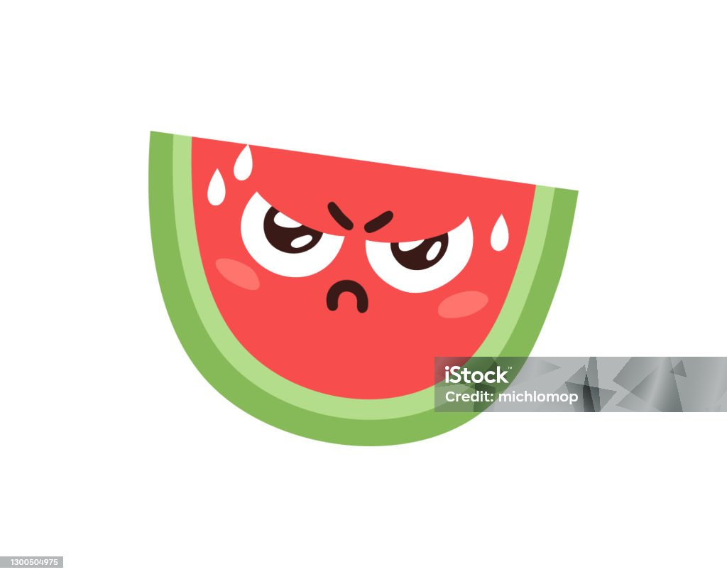 Hand Gezeichnet Cartoon Illustration Wassermelone Emoji Lebensmittel
