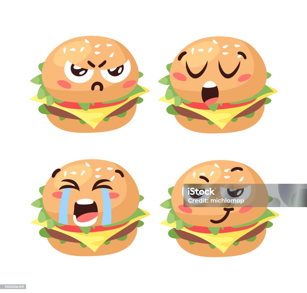 Hand Gezeichnet Cartoon Illustration Burger Emoji