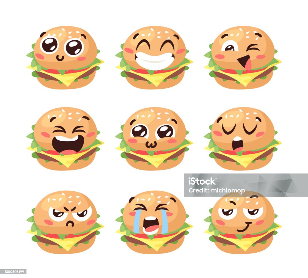 Hand Gezeichnet Cartoon Illustration Burger Emoji