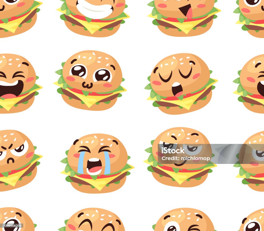 Hand Gezeichnet Cartoon Illustration Burger Emoji