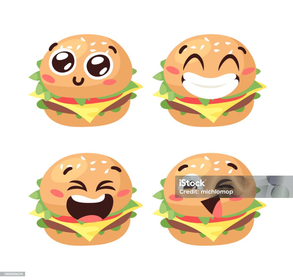 Hand Gezeichnet Cartoon Illustration Burger Emoji