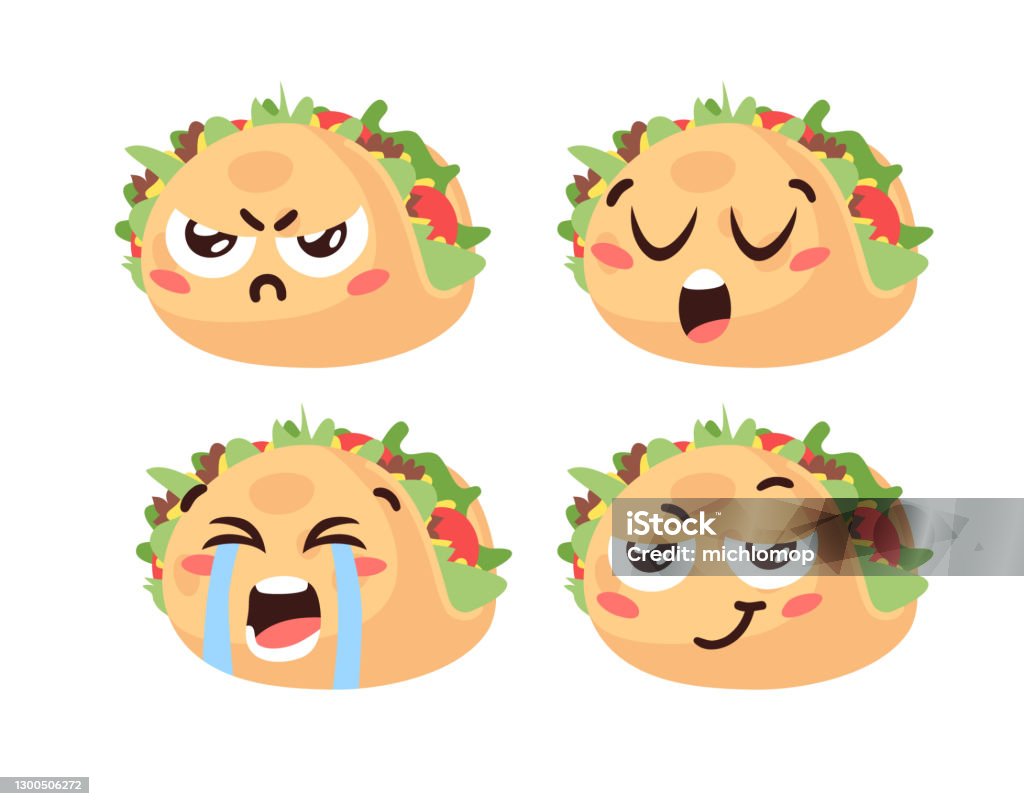 Hand Gezeichnet Cartoon Illustration Tacos Emoji