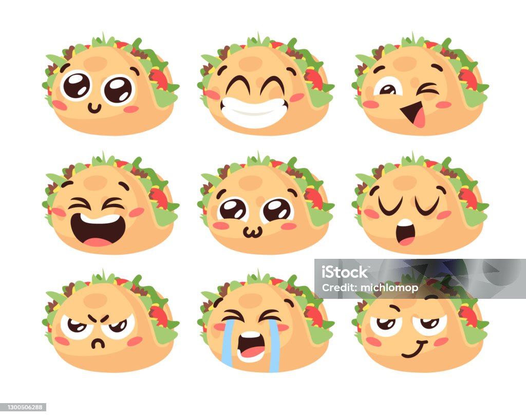 Hand Gezeichnet Cartoon Illustration Tacos Emoji