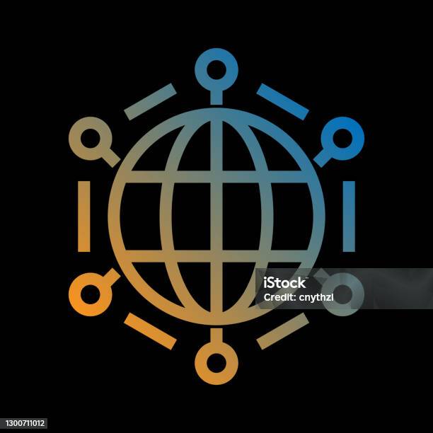Icône De Ligne De Réseau Global Symbole Vectoriel De Contour Vecteurs