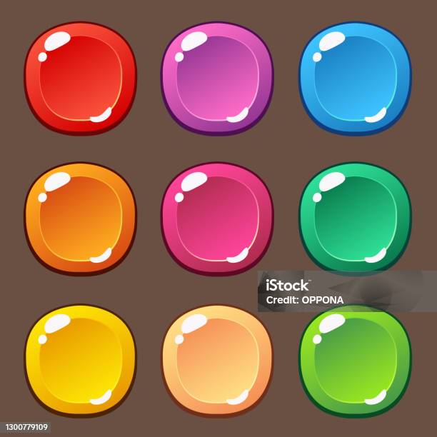 Cartoon Button Set Game Gui Element For Mobile Game Stock Illustration