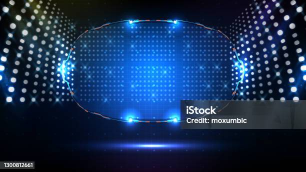 Latar Belakang Futuristik Abstrak Teknologi Bercahaya Biru Sci Fi Frame