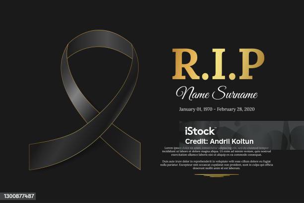 Ilustración de Tarjeta Funeraria Con Cinta Funeraria Negra Nombre ... Ilustración de Tarjeta Funeraria Con Cinta Funeraria Negra Nombre ...