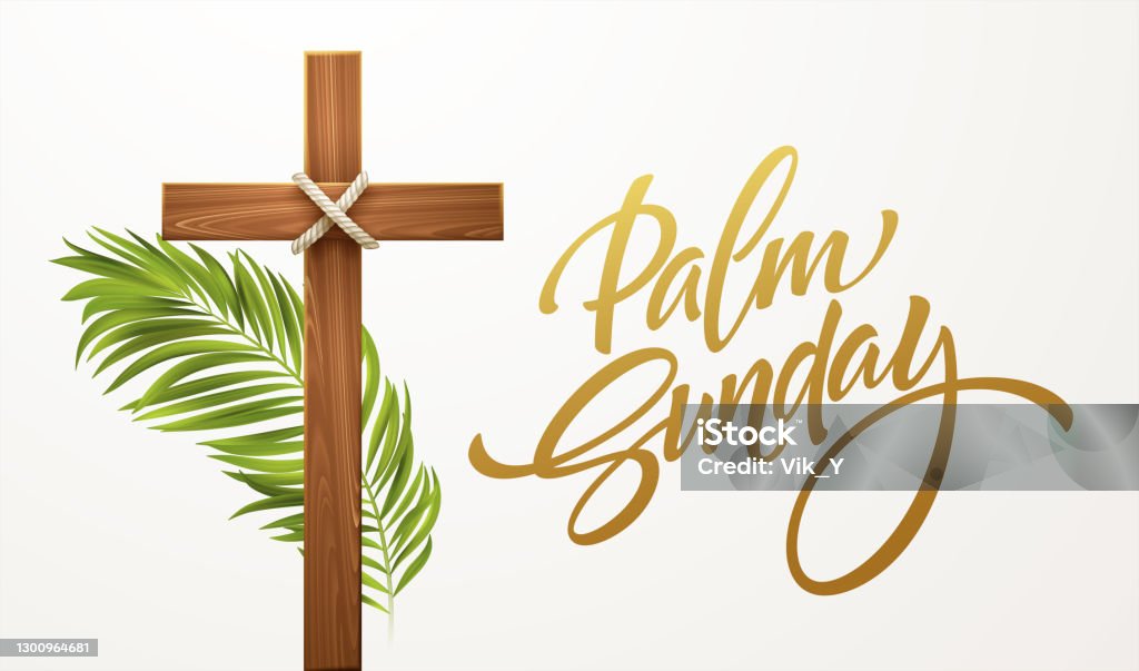 Salib Kristen Selamat Atas Minggu Palem Paskah Dan Kebangkitan Kristus