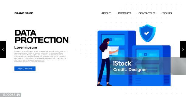 Ilustrasi Vektor Konsep Perlindungan Data Untuk Template Halaman Arahan