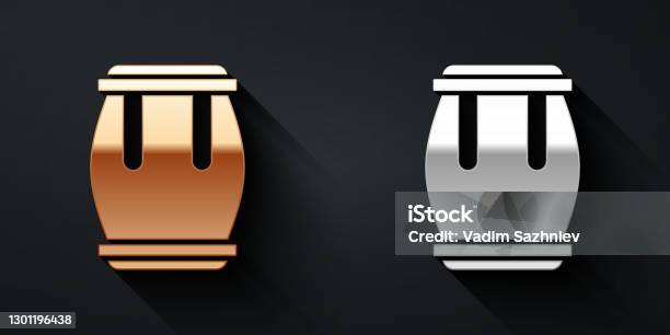 Graphisme De Tambour Dor Et Dargent Disolement Sur Le Fond Noir Signe
