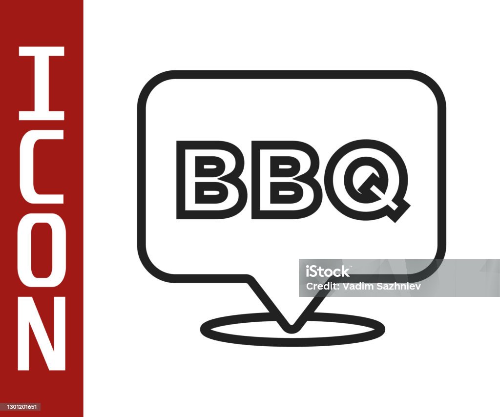 Ikon Barbekyu Garis Hitam Terisolasi Pada Latar Belakang Putih Simbol