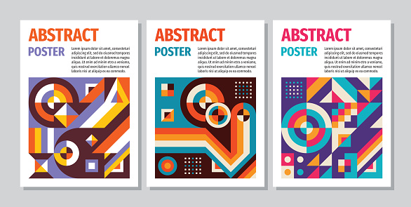 Desain Konsep Latar Belakang Geometris Poster Abstrak Set Banner