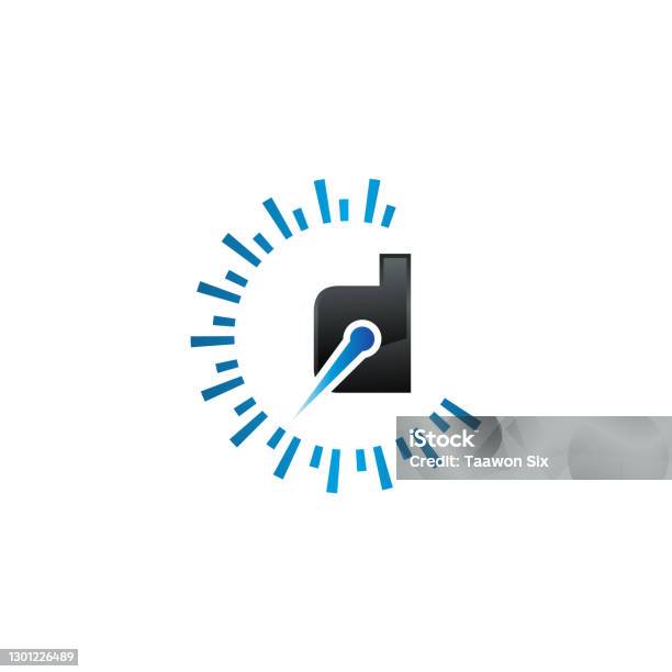 Ikon Speedometer Desain Abstrak Dengan Huruf D Terisolasi Pada Latar
