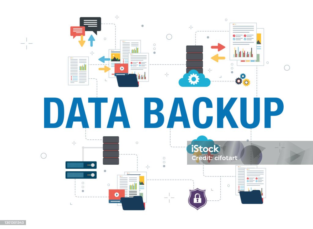 Data Backup Concept With Icon Design In Vector Stock Illustration ... Data Backup Concept With Icon Design In Vector Stock Illustration ...