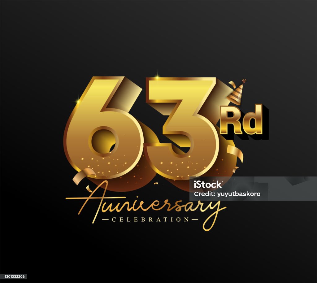 Ilustración de Logotipo Del 63o Aniversario Con Confeti De Oro Aislado ... Ilustración de Logotipo Del 63o Aniversario Con Confeti De Oro Aislado ...