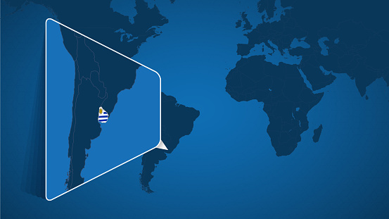Localisation De Luruguay Sur La Carte Du Monde Avec Carte Élargie De