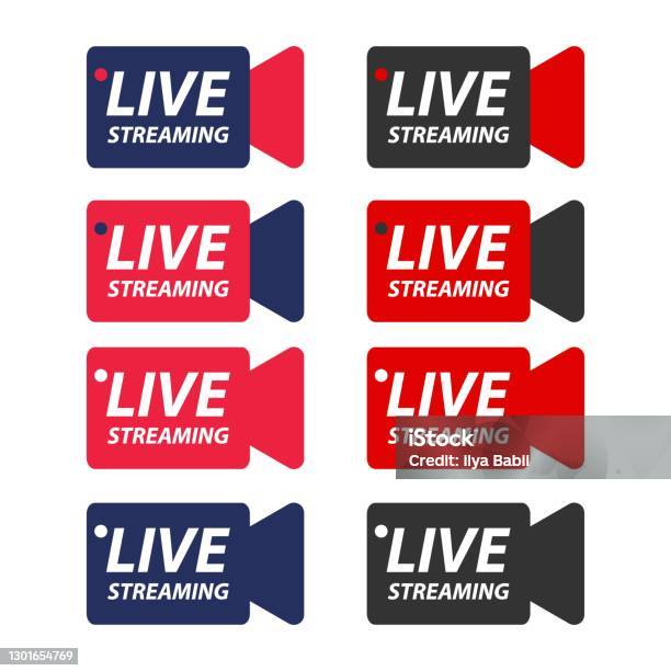 Définissez Des Icônes De Streaming En Direct Illustration Vectorielle