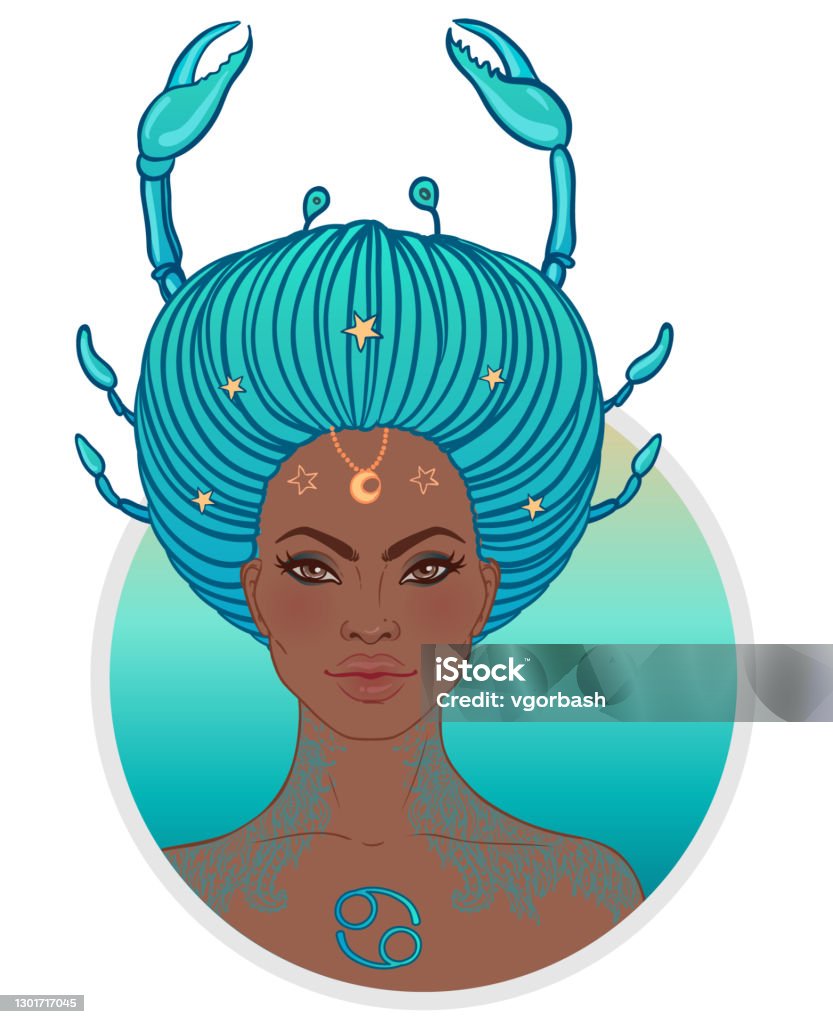 Illustration Of Cancer Astrological Sign As A Beautiful Girl Stock