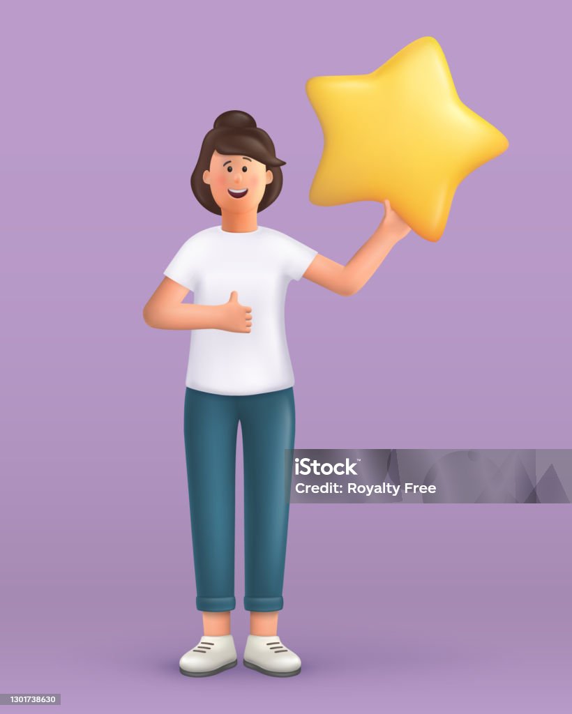 Vetores De Personagem De Desenho Animado 3d Jovem Segurando Estrela