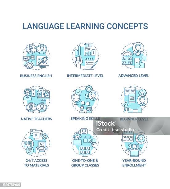 Language Learning Concept Icons Set Stock Illustration - Download Image ... Language Learning Concept Icons Set Stock Illustration - Download Image ...