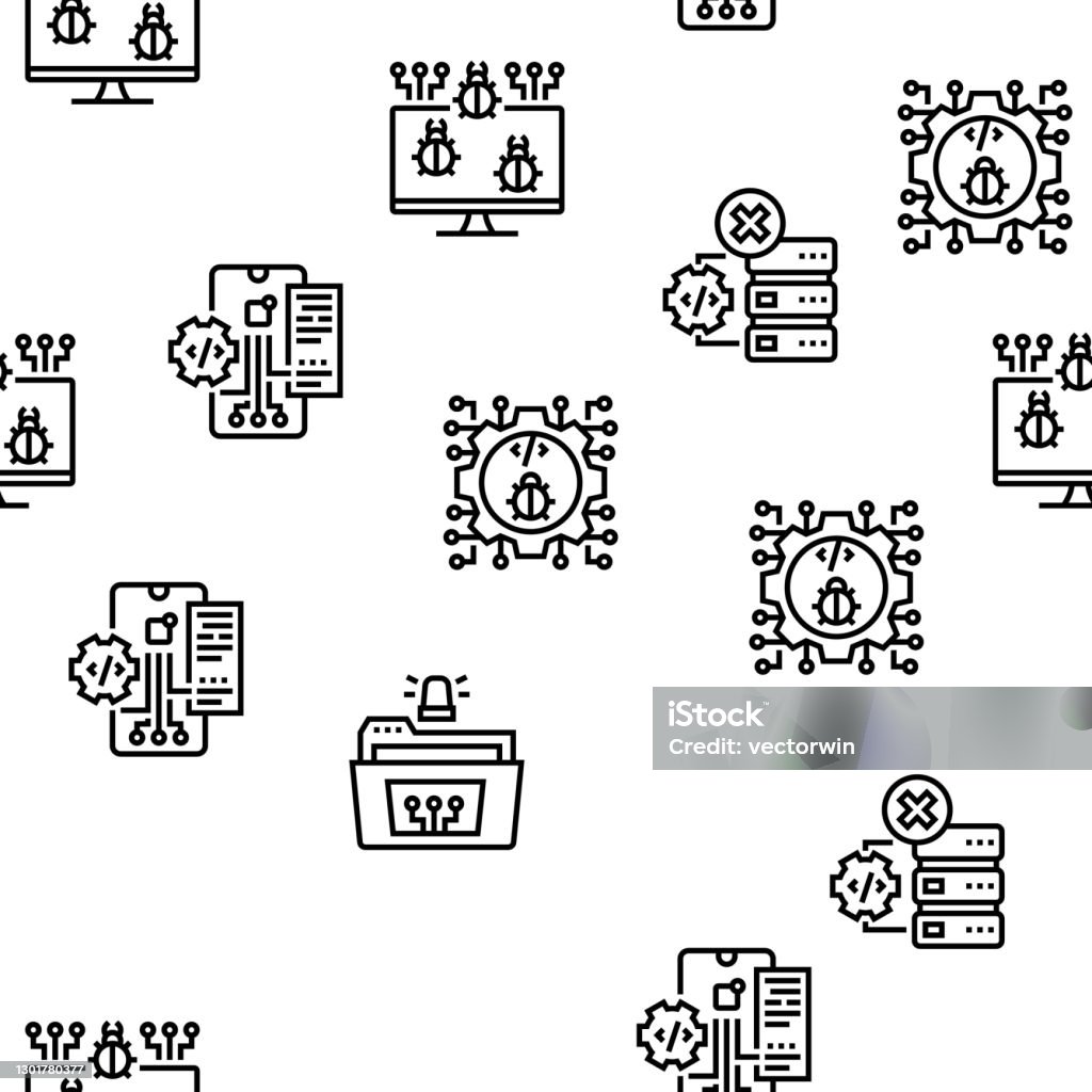 Debug Research And Fix Vector Seamless Pattern Stock Illustration ... Debug Research And Fix Vector Seamless Pattern Stock Illustration ...