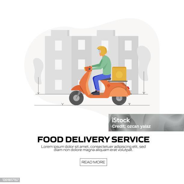 Konsep Desain Datar Modern Dari Layanan Pengiriman Makanan Dengan