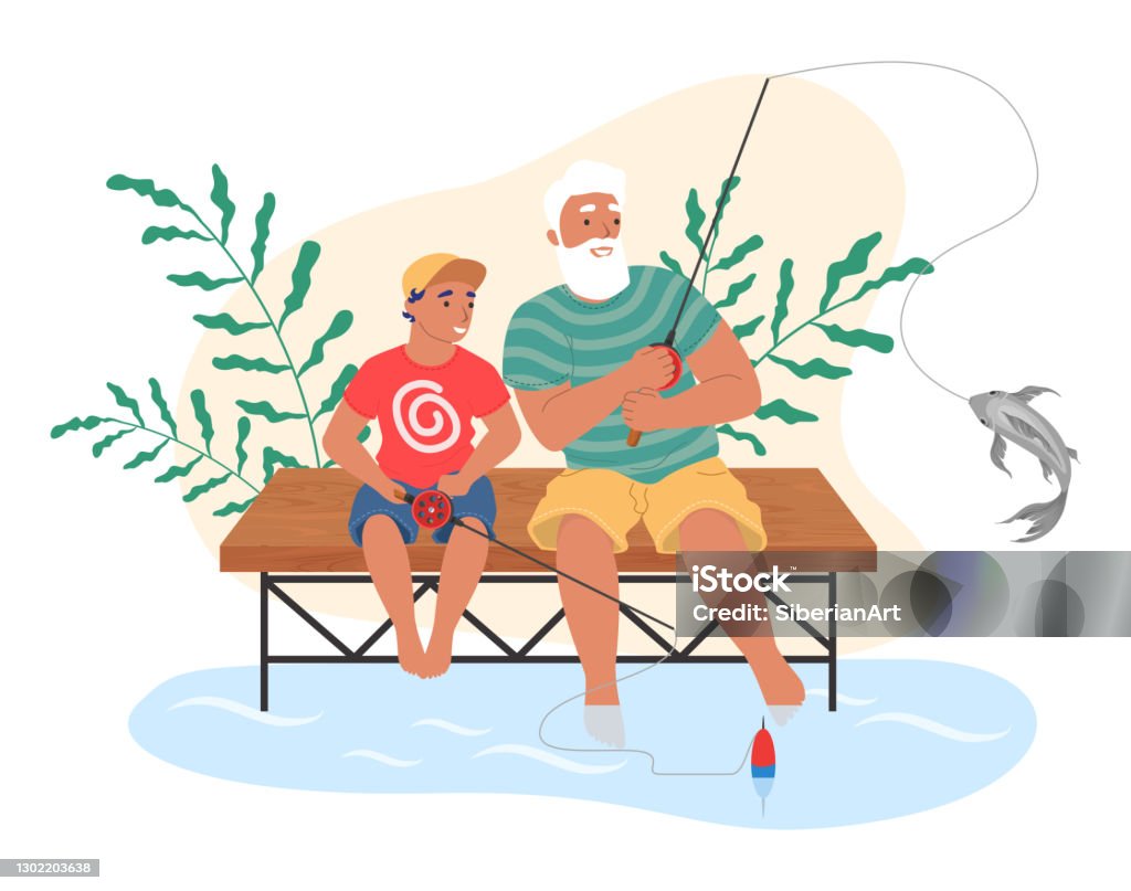 Selamat Kakek Dan Cucu Memancing Bersama Ilustrasi Vektor Datar ... Selamat Kakek Dan Cucu Memancing Bersama Ilustrasi Vektor Datar ...
