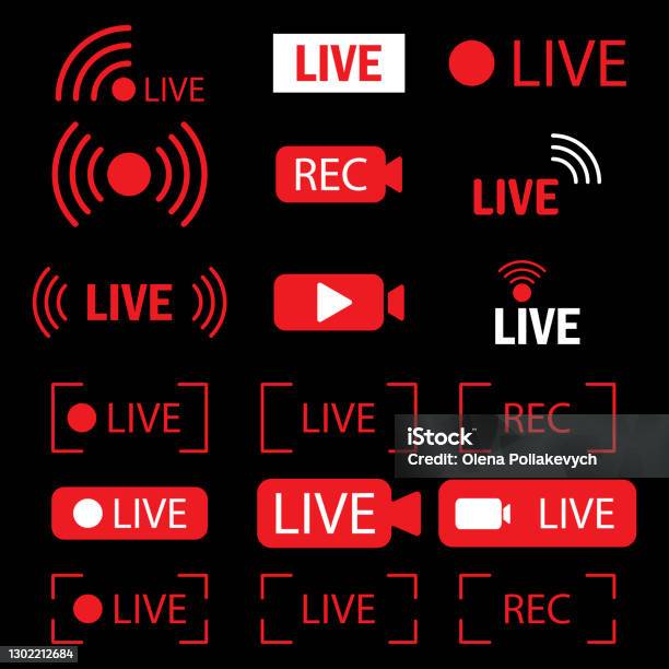 Ikon Perekaman Langsung Merah Ikon Stream Latar Belakang Hitam Ikon ... Ikon Perekaman Langsung Merah Ikon Stream Latar Belakang Hitam Ikon ...