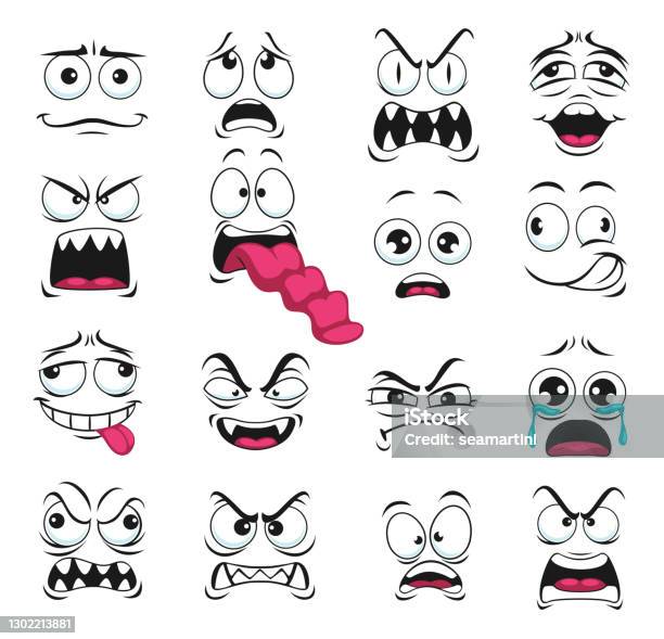 Ensemble Dicônes De Vecteur Disolement Dexpression De Visage De Dessin