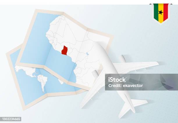 Reisen Sie Nach Ghana Topviewflugzeug Mit Karte Und Flagge Von Ghana ... Reisen Sie Nach Ghana Topviewflugzeug Mit Karte Und Flagge Von Ghana ...