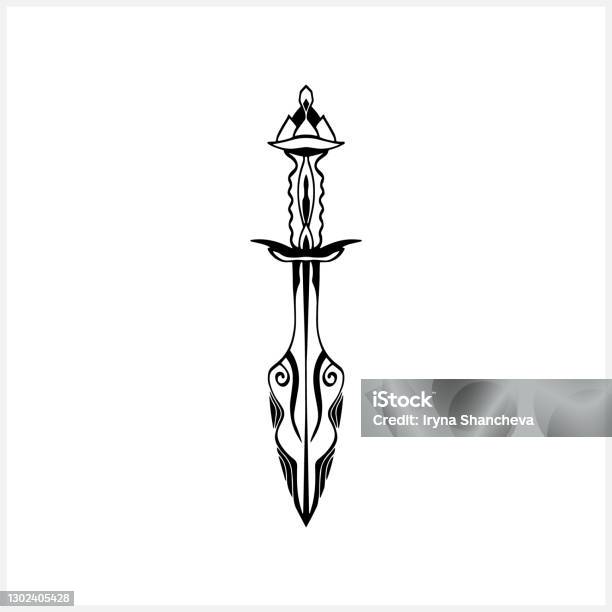 Icône De Poignard De Cru Disolement Sur Le Blanc Ligne Dart Doodle