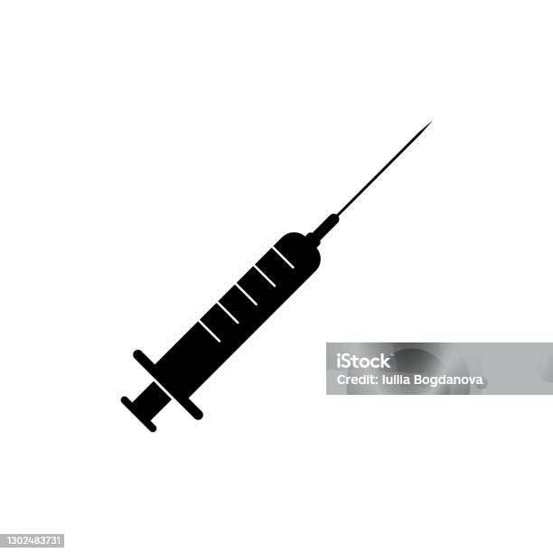 Icône Noire De Seringue Disolement Signe Simple De Vaccin Symbole