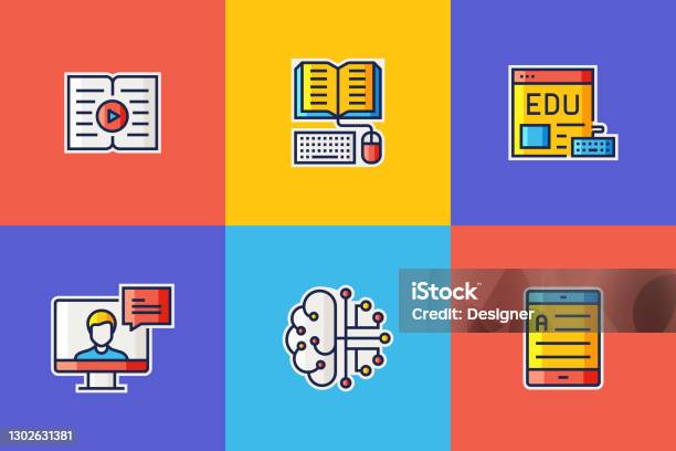 Elearning Pendidikan Online Dan Pendidikan Jarak Jauh Terkait Ikon