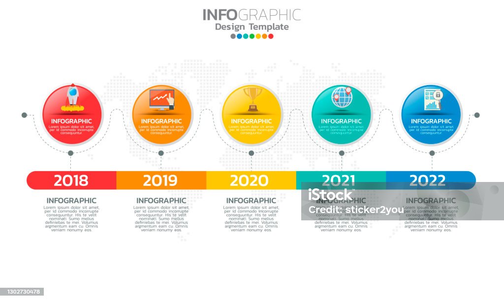 Elemen Infografis Linimasa Bisnis Dengan 5 Opsi Atau Langkah Ilustrasi Stok Unduh Gambar