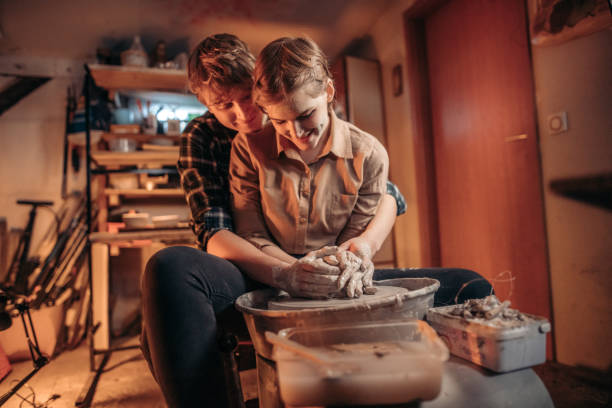Free Stock Photo of Young couples making pottery together | Download ...