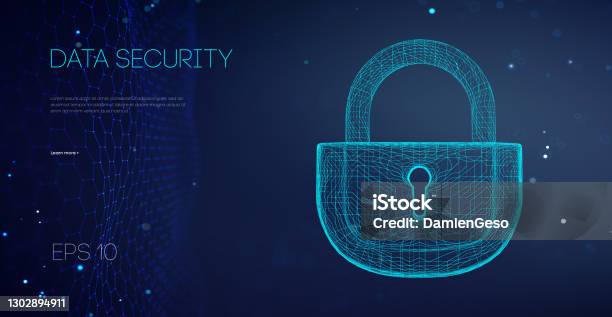 Data Security Binary Lock Security Cloud Data Attack Encryption Code Computer Firewall Concept
