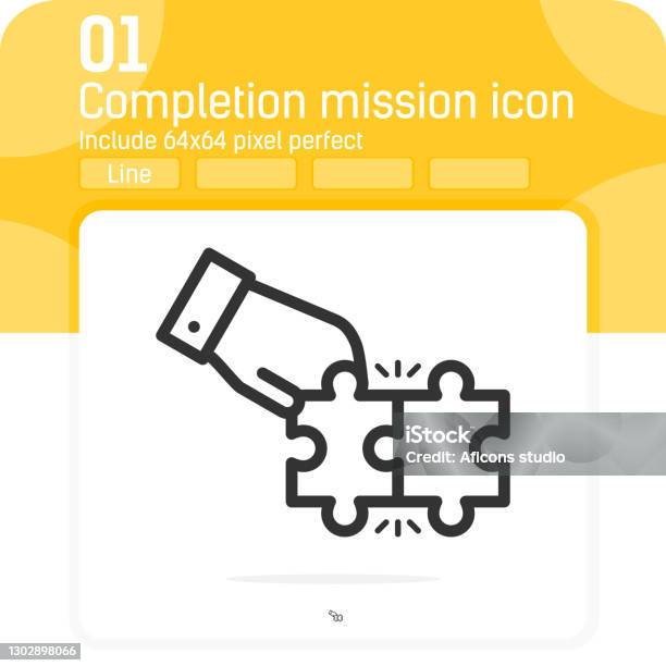 Concept Dicône De Mission Dachèvement Avec Le Modèle De Ligne Isolé Sur