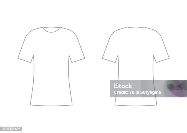 Womens White Tshirt Outline Template With Short Sleeve Shirt Mockup In