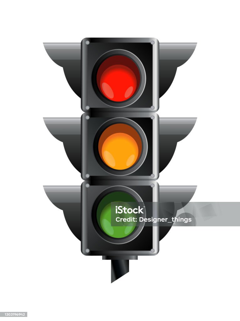 Lampu Lalu Lintas Dengan Warna Merah Kuning Dan Hijau Ilustrasi Vektor