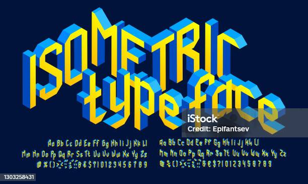 Font Alfabet Isometrik 3d Huruf 3d Angka Dan Tanda Baca Huruf Besar Dan