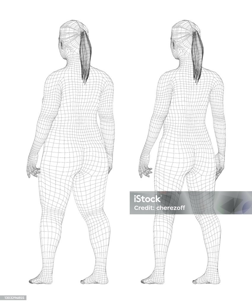 Fat And Slim Woman Before And After Weight Loss Stock Illustration