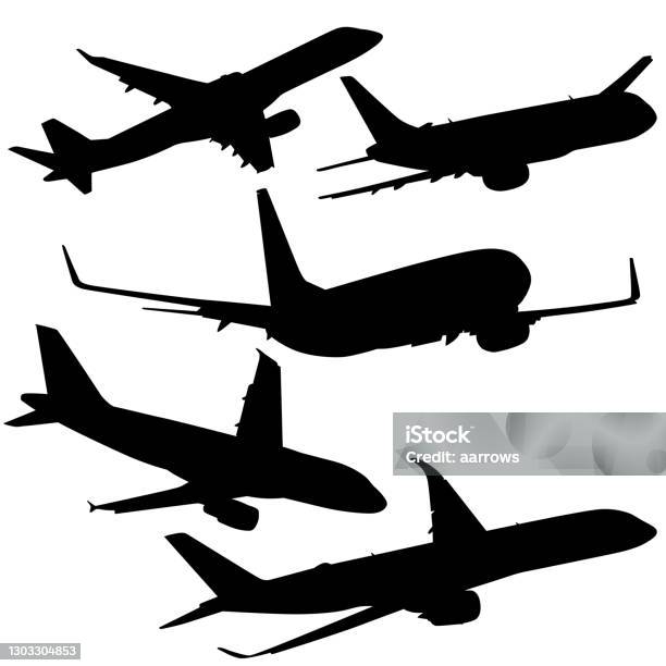 Ensemble Davion De Passager De Silhouette Sur Un Fond Blanc Vecteurs