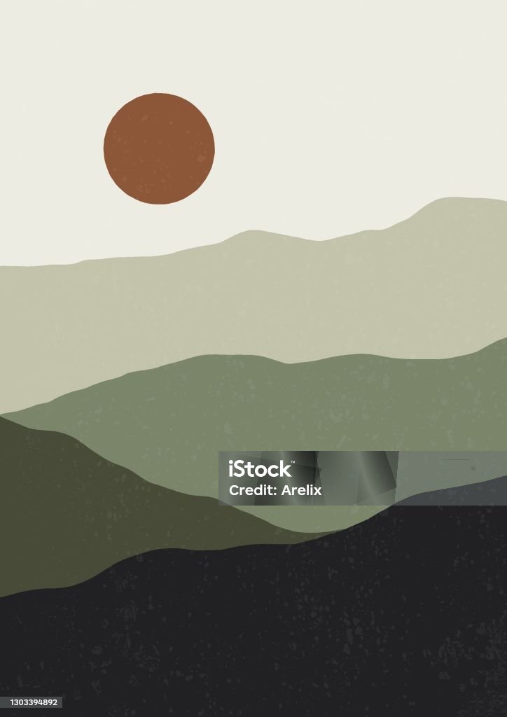 Latar Belakang Lanskap Gunung Abstrak Poster Minimal Kontemporer