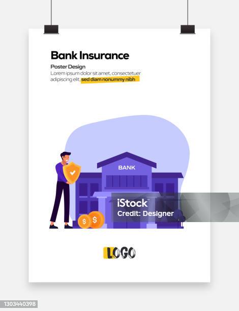 Konsep Asuransi Bank Desain Datar Untuk Poster Sampul Dan Spanduk