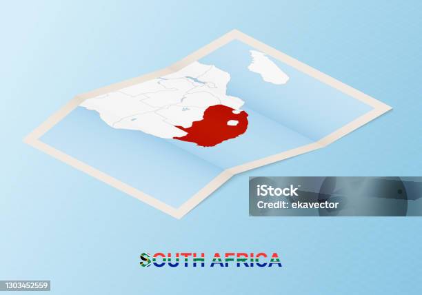 Carte En Papier Pliée De Lafrique Du Sud Avec Les Pays Voisins Dans Le