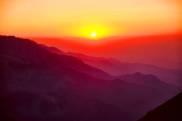 Beautiful Purple Red Sky Above Forest Silhouette At Sunset Stock Photos ... Beautiful Purple Red Sky Above Forest Silhouette At Sunset Stock Photos ...