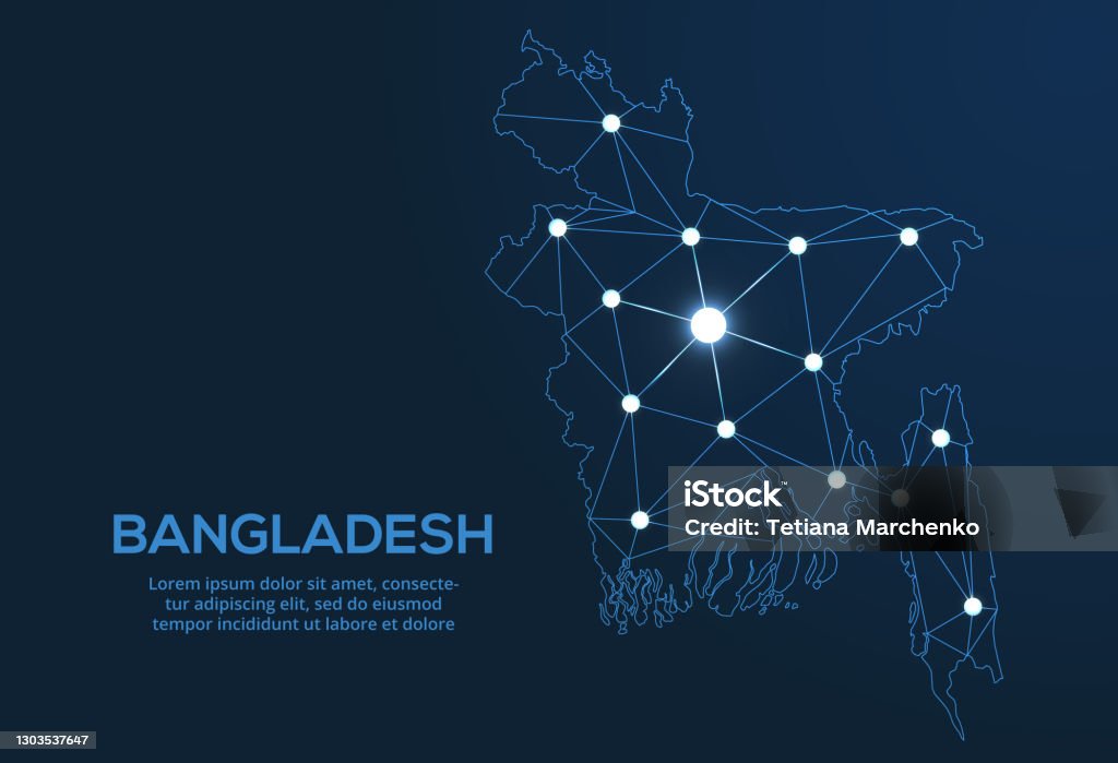 Carte Du Réseau De Communication Du Bangladesh Vector Faible Image Poly