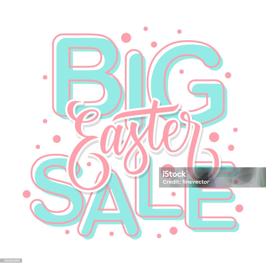 Easter Sale Promotional Card Holiday Season Special Offer Label With Hand Lettering For Easter