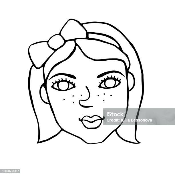 Contour Vectoriel Face Aux Gens Illustration Dessinée À La Main Dart De